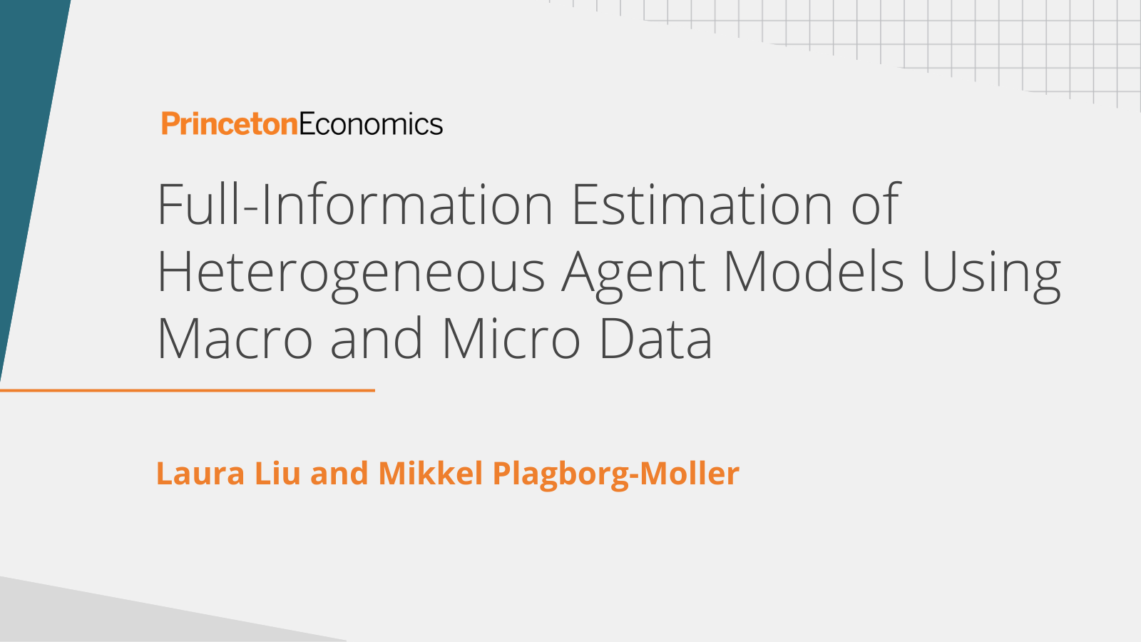 Full-Information Estimation of Heterogeneous Agent Models Using Macro and Micro Data | Princeton ...
